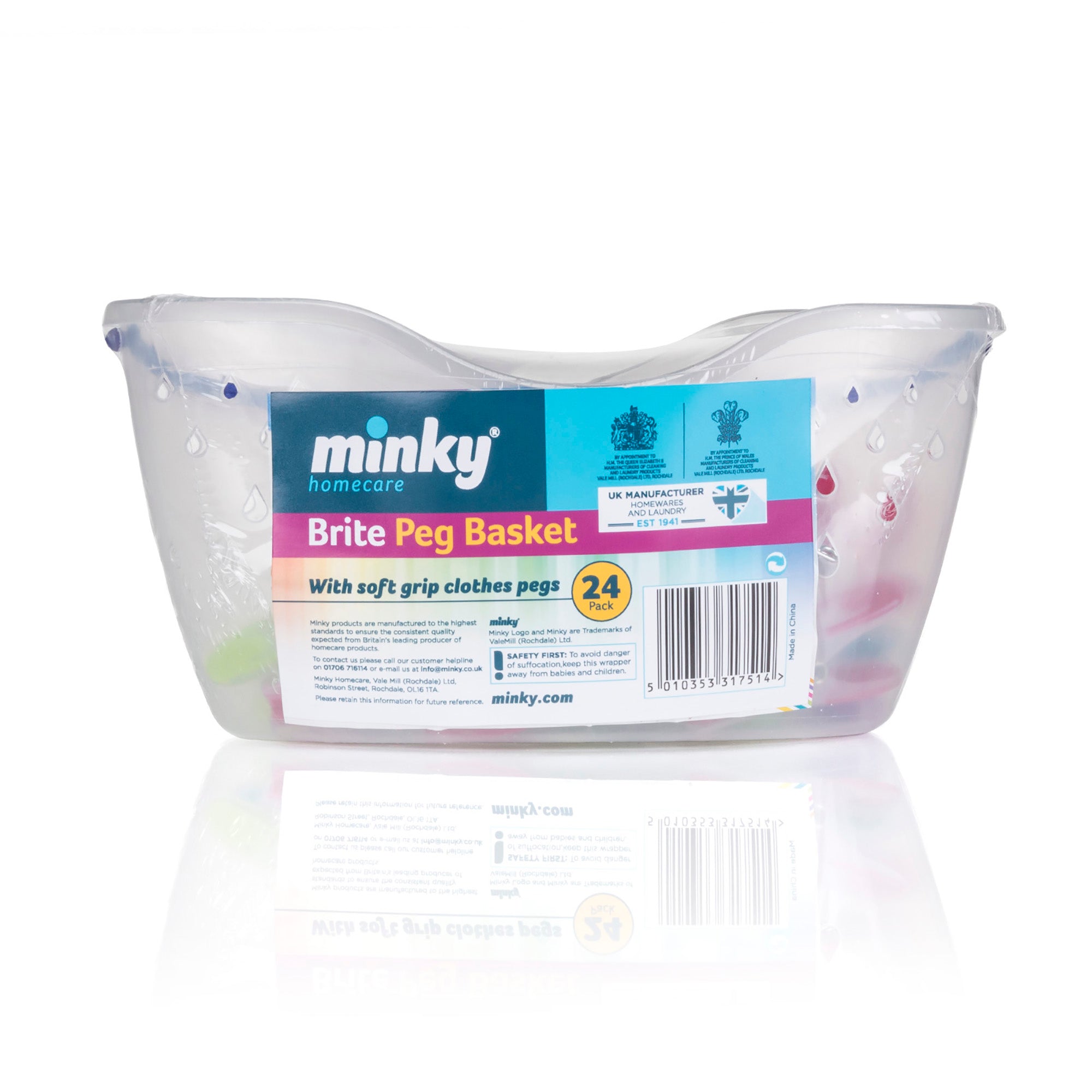 Minky Brite Peg Basket | 24 Pack | Minky Homecare