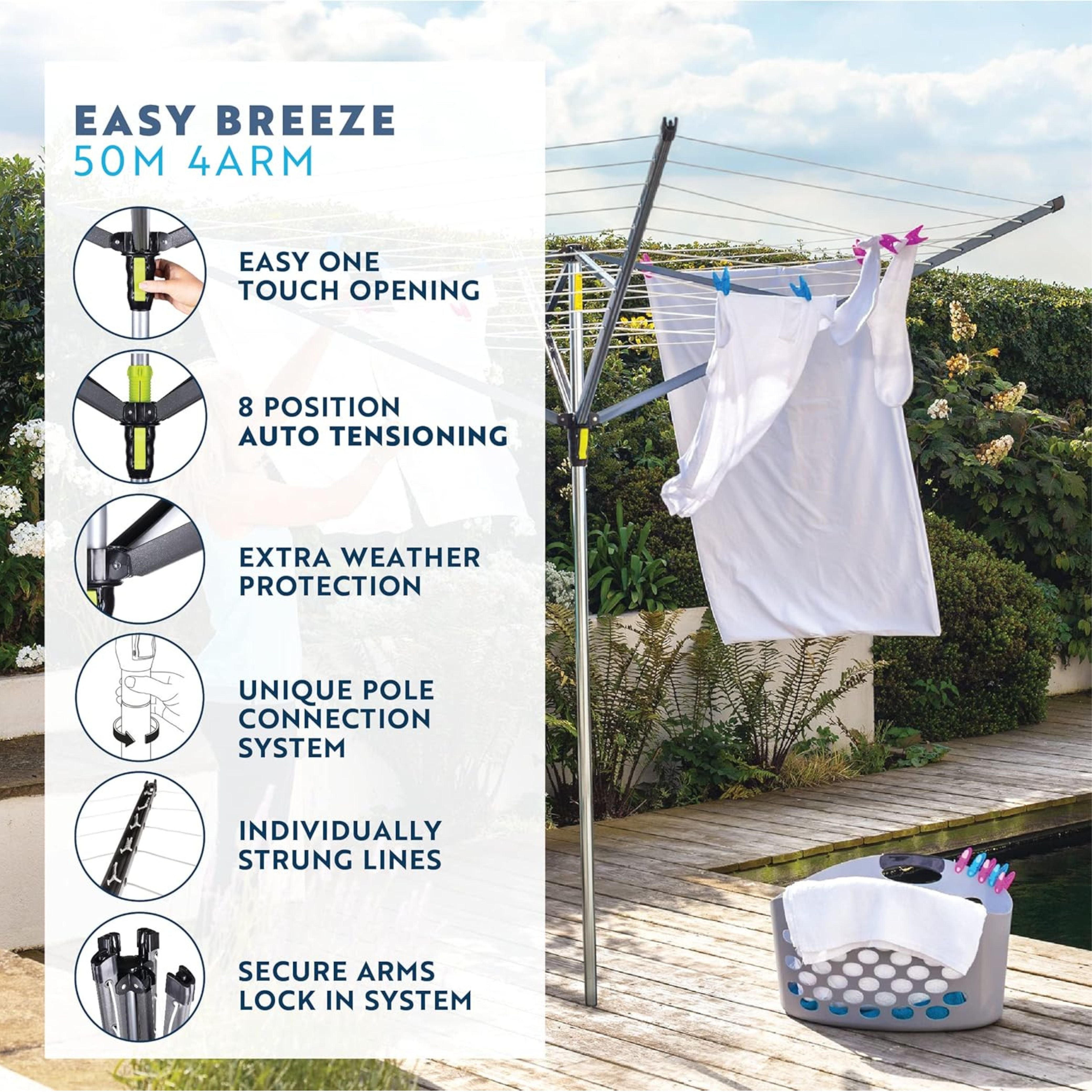 Minky Heavy Duty 50m 4 Arm Rotary Washing Line | Minky Homecare